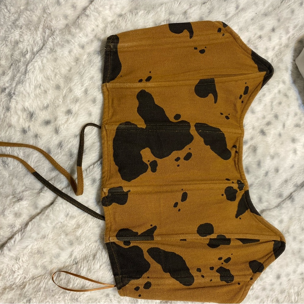 Cow Print Corset Crop Top - Gem